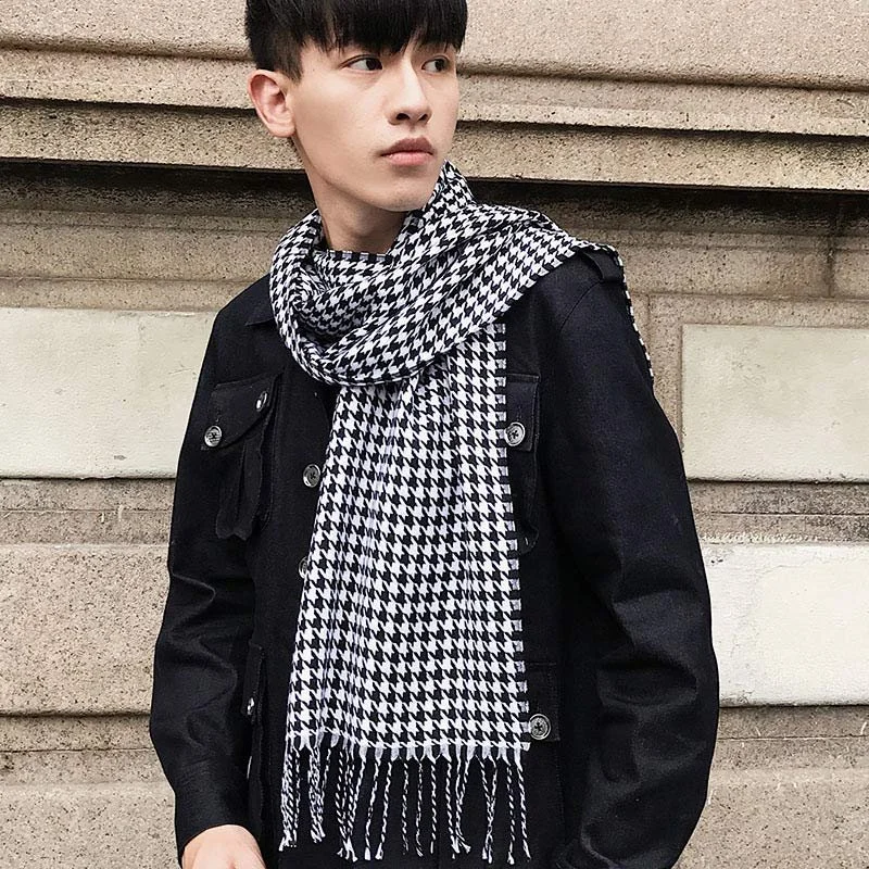 White and black checkered scarf store